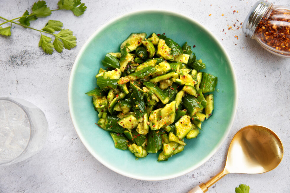 Spicy Smashed Cucumbers Recipe - Simply Plant Based Kitchen
